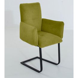K+w Komfort & Wohnen K+W Komfort & Wohnen Freischwinger &raquo;6502&laquo; () Freischwinger mit Armlehnen, Flachstahlkufe in schwarz gr&uuml;n B/H/T: 61cm x 90cm x 62cm, Aqua Clean
