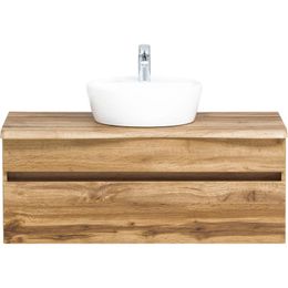 Welltime Waschbeckenschrank &raquo;Lienz&laquo; braun MDF wotaneiche, B/H/T: 100cm x 54,5cm x 47cm, Schubladen: 1 Stk.