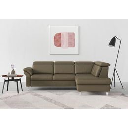 Sit & More sit&more Ecksofa &raquo;Arngast L-Form&laquo; inklusive Kopfteilverstellung und Federkern gr&uuml;n B/H/T: 245cm x 84cm x 194cm, NaturLEDER , Ottomane rechts, ohne 