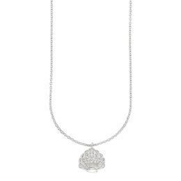 Firetti Damen Kette mit Anh&auml;nger &raquo;Silberkette mit Anh&auml;nger im Muschel-Design&laquo; mit Zirkonia (synth.) silber Silber 925 (Sterlingsilber), L: 45 B: 1mm