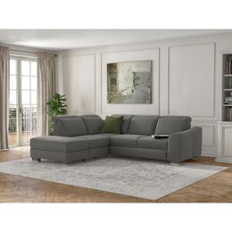 Sit & More sit&more Ecksofa &raquo;Dundee L-Form&laquo; mit Federkern und Edelstahlf&uuml;&szlig;en, wahlweise mit Kopfteilverstellung grau B/H/T: 263cm x 86cm x 219cm, Struktur weich,
