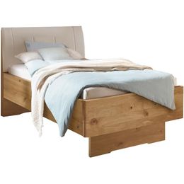 Wiemann Holzbett &raquo;Cardiff, Bettgestell, Bettrahmen, teilmassiv, mit Polsterkopfteil&laquo; Belastbarkeit 110/220 Kg, 4-fache h&ouml;henverstellbar, MADE IN 