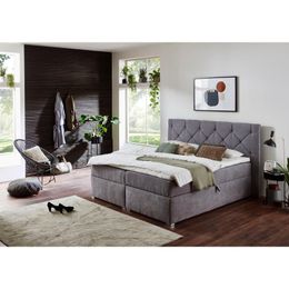 ATLANTIC HOME COLLECTION Boxbett &raquo;Meike&laquo; mit XXL-Bettkasten und Topper grau Bezug Bett: Strukturstoff (100% PES);Taschen-Federkernmatratze: 