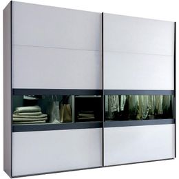 wimex Schwebet&uuml;renschrank &raquo;Easy Plus, Kleiderschrank Made in Germany&laquo; mit Glaseinsatz/ Rauchglas, viele Breiten zur Auswahl, schwarze Griffe wei&szlig; 