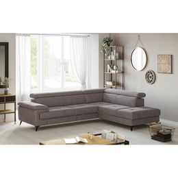 OTTO home Ecksofa &raquo;Astra L-Form, B: 286 cm&laquo; mit Kopfteilverstellung, optional Schlaffunktion & Bettkasten grau 100% Polyester (PES) B/H/T: 286cm x 