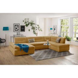 Home Affaire Wohnlandschaft &raquo;Avesa U-Form&laquo; Wahlweise mit Armteilverstellung und Bettfunktion, B/T/H: 355/216/80cm gelb 95% Polyester, 5% Polyacryl B/H