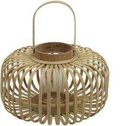 AM Design Kerzenlaterne &raquo;Kerzenhalter mit Henkel, aus Bambus und Glas&laquo; H&auml;ngewindlicht, Teelichthalter, H&ouml;he ca. 25 cm beige Bambus, Glas B/H/T: 25cm