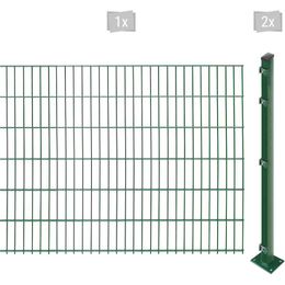 Arvotec Doppelstabmattenzaun &raquo;EASY 123 zum Aufschrauben&laquo; Zaunh&ouml;he 123 cm, Zaunl&auml;nge 2 - 60 m gr&uuml;n Kunststoff, Stahl H/L: 123cm x 2m, Pfosten: 2 Stk.