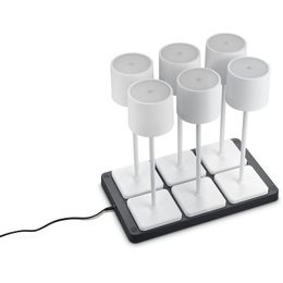 REALITY LEUCHTEN LED Au&szlig;en-Tischleuchte &raquo;Fernandez&laquo; LED-Board 1 Stk. Farbwechsler warmwei&szlig; - kaltwei&szlig; Set 6-teilig inkl Induktion-Ladestation Garten 