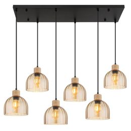 Globo LIGHTING H&auml;ngeleuchte &raquo;SWANSON&laquo; E27 1 Stk. H&auml;ngeleuchte mit Glas amber, warmes Licht, stilvoll elegant 6, &Oslash; 20cm H: 130cm, 1 Stk.