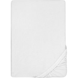 Biberna Spannbettlaken &raquo;Pepe&laquo; weicher Frottee-Stretch wei&szlig; Frottee, Obermaterial: 80% Baumwolle, 20% Polyester B/L: 200cm, 1 Stk., Frottee, 140-160x200 22cm