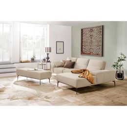 W.Schillig Ecksofa &raquo;run, Designsofa mit tollem Sitzkomfort, L-Form&laquo; mit Holzsockel, F&uuml;&szlig;e in Bronze pulverbeschichtet, Breite 299 cm beige Longlife 