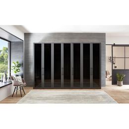 Wiemann Dreht&uuml;renschrank &raquo;Split&laquo; inkl. T&uuml;rend&auml;mpfung grau Floatglas, Holzwerkstoff Graphit-Dekor, B/H/T: 344,2cm x 216cm x 58cm, T&uuml;ren: 7 Stk.