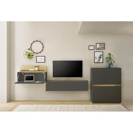 Home Affaire B&uuml;rom&ouml;bel-Set &raquo;CiTY/GiRON&laquo; Set, 3 Stk. tlg. Home Office grau Holzwerkstoff B/H/T: 360cm x 122cm x 40cm, Holzwerkstoff