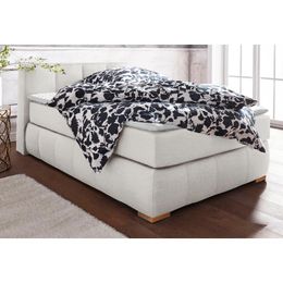 Home Affaire Boxspringbett &raquo;Chelles&laquo; inkl. Kaltschaumtopper, in 5 Breiten und 3 Matratzenarten beige Samtoptik (100% Polyester);Bezug der 