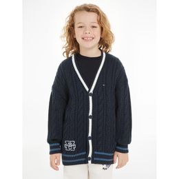 Tommy Hilfiger Jungen Strickjacke &raquo;H CARDIGAN SWEATER&laquo; Kinder bis 16 Jahre mit Logopatch blau 16 (176)