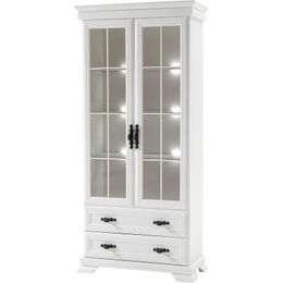OTTO home Vitrine &raquo;Royal, Standvitrine, eleganter Vitrinenschrank, Glasvitrine&laquo; im Laushausstil, ausreichend Stauraum, Metallgriffe, 192 cm hoch wei&szlig; 