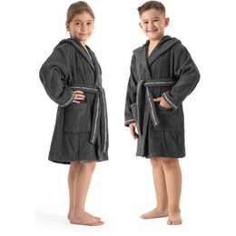 Bruno Banani Kinderbademantel &raquo;Danny, Ideal f&uuml;r Zuhause, Schwimmbad oder im Urlaub&laquo; 1 Stk. mit Logostreifen, aus 100% Baumwolle grau Walkfrottee 140/146 L: 91cm