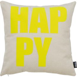 done. Dekokissen &raquo;HAPPY&laquo; Extra weiche Haptik gelb Polyester B/L: 45cm x 45cm, 1 Stk.