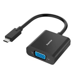 Hama USB-Adapter &raquo;USB-Adapter Video-Adapter, USB-C-Stecker - VGA-Buchse, Full-HD 1080p&laquo; USB-C zu VGA schwarz Kompatibel mit Thunderbolt-3/4/5 (Blitz-Symbol