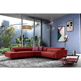 Egoitaliano Ecksofa &raquo;Stefanie-e, Designsofa der Extraklasse, bequem mit hohem Sitzkomfort&laquo; mit Relaxfunktion und verstellbaren Kopfteilelementen rot Luxus-