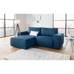 LOOKS by Wolfgang Joop Ecksofa &raquo;LooksII kubisch, bequem, strapazierf&auml;hige Bez&uuml;ge, Breite 242cm, L-Form&laquo; geradlinig und komfortabel blau Feinstruktur 