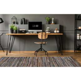 Kayoom Teppich &raquo;Sonipat 110&laquo; rechteckig 16 mm H&ouml;he Echtleder flachgewebt, hochwertiges Unikat bunt Rindsleder B : 120cm 1 Stk., 16mm, L: 180cm