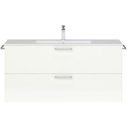 Nobilia Waschtisch-Set &raquo;Tolvina&laquo; vormontiert, mit Soft-Close, 1 Stk. tlg. wei&szlig; B/H/T: 121cmcm x 59,1cmcm x 48,7cmcm, Griffe edelstahlfarbig