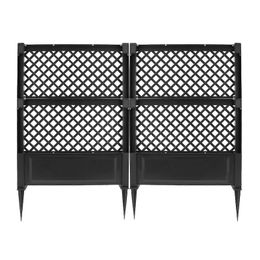 KHW Spalier 2er-Set mit Erdspie&szlig;en, BxTxH: 100x6x140 cm grau Kunststoff B/H/T: 200cm x 140cm x 6cm