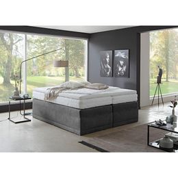 Westfalia Schlafkomfort Boxspringbett &raquo;Ibiza in den Breiten 160x200, 180x200cm & 200x200cm&laquo; ideal f&uuml;r Dachschr&auml;gen, wahlweise mit Topper, div. H&auml;rtegrade grau Microvelours 