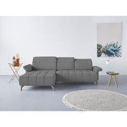 OTTO home Ecksofa &raquo;Fresh L-Form&laquo; Federkern, wahlweise Kopfteilverstellung und motorischer Vorziehsitz grau 100% Polyester B/H/T: 281cm x 79cm x 185cm,