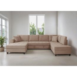 Trends by HG Wohnlandschaft &raquo;Moritz U-Form, B: 324 cm&laquo; mit Schlaffunktion, Bettkasten & Zierkissen 92% Polyester;8% Nylon B/H/T: 324cm x 86cm x 178cm,