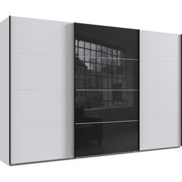 wimex Schwebet&uuml;renschrank &raquo;Norderstedt&laquo; INKLUSIVE 2 Stoffboxen und 2 zus&auml;tzliche Einlegeb&ouml;den, mit Glast&uuml;r wei&szlig; Holzwerkstoff Wei&szlig;, B/H/T: 360cm x 236cm x 