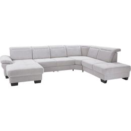 OTTO home Wohnlandschaft &raquo;Cornwall U-Form&laquo; inkl. Sitztiefenverstellung, wahlweise mit Schlaffunktion silber Struktur fein (100% Polyester);Luxus-