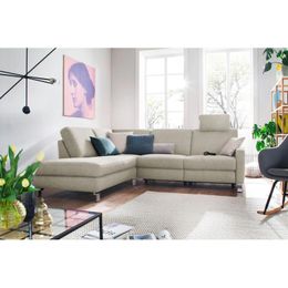 3C Candy Ecksofa &raquo;Mainau modern und elegant, mit gutem Sitzkomfort, L-Form&laquo; wahlweise mit elektrischer Relaxfunktion, Federkern grau Struktur ( 100% 