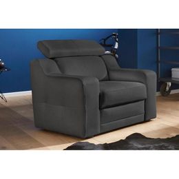 exxpo - sofa fashion Sessel &raquo;Lotos, Loungesessel&laquo; mit Kopf- bzw. R&uuml;ckenteilverstellung schwarz Kunstleder SOFTLUX NaturLEDER Madras, B/H/T: 95cm x 