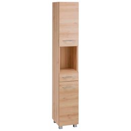 Welltime Hochschrank &raquo;Portofino&laquo; braun B/H/T: 30cm x 185cm x 35cm, Schubladen: 1 Stk. T&uuml;ren: 2 Stk.