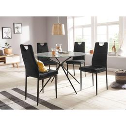 OTTO home Essgruppe &raquo;Silvi-Mandy&laquo; Set 110 cm, Set: Glastisch 110x110 cm mit 4 St&uuml;hlen schwarz Glas, Metall, Stoff B/H/T: 110cm x 74cm x 110cm