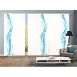 Home Wohnideen Schiebegardine &raquo;6ER SET HAZE&laquo; Paneelwagen 6 Stk. tlg. HxB: 245x60, Schiebevorhang 6er Set Digitaldruck blau Polyester 245cm, 