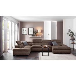 OTTO home Wohnlandschaft &raquo;Alberto U-Form&laquo; mit Kopfteilverstellung, wahlweise mit Schlaffunktion braun 100% Polyester;Microfaser in Antiklederoptik (