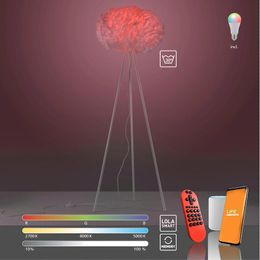 JUST LIGHT Stehlampe &raquo;LOLAsmart-NAOMI&laquo; E27 1 Stk. MEDION-App, IR-Fernbedienung, Bezug bei 30&deg; waschbar, trocknergeeignet wei&szlig; 1, &Oslash; 46,5cm H: 140cm, 1 