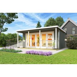 Nordic Holz Gartenhaus &raquo;LIVERPOOL 2&laquo; gr&uuml;n Massivholz Fu&szlig;boden im Gartenhaus, ohne Dacheindeckung