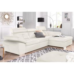 exxpo - sofa fashion Ecksofa &raquo;Spring, super bequem, mit Armteil- und Kopfteilfunktion&laquo; L-Form, wahlweise mit Bettfunktion und Bettkasten wei&szlig; Luxus-