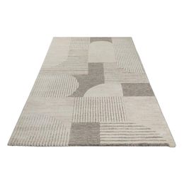 Wecon Home Teppich &raquo;Mats&laquo; rechteckig 18 mm H&ouml;he Gewebt, Hoch-Tief, pflegeleicht, Retro Design, Scandi, Wohnzimmer beige Kunstfaser B : 80cm 1 Stk., 