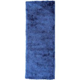 CarpetFine Hochflor-Teppich &raquo;Breeze&laquo; rechteckig 45 mm H&ouml;he besonders weich mit leichtem Glanz Garn, Wohnzimmer blau Polyester B : 80cm 1 Stk., 45mm, L