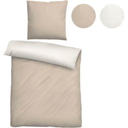 Biberna Wendebettw&auml;sche &raquo;HERMAL Melange Flanell uni, kuschelig weich&laquo; 2 Stk. Flanell in Melangeoptik, Winterbettw&auml;sche, Made in Germany grau Flanell, 