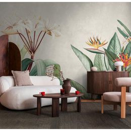 Livingwalls living walls Fototapete &raquo;THE WALL III Pflanzen-Tapete Motivtapete Floral Blattmuster&laquo; matt glatt Vliestapete Betonwand f&uuml;r Schlafzimmer K&uuml;che 