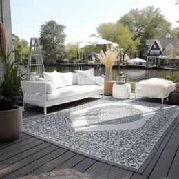 ELLE DECORATION Teppich &raquo;Meekly Wendeteppich&laquo; rechteckig 5 mm H&ouml;he Flachgewebe, In-& Outdoor, Modern, beidseitig, Balkon, Wohnzimmer silber 