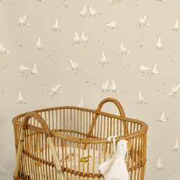Little Dutch Vliestapete &raquo;Little Goose&laquo; glatt Design Tapeten beige Vlies B/L: x 10m, Rollen: 1