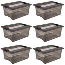 keeeper Aufbewahrungsbox &raquo;Cornelia, 6er Set, 12 L, 39,5 x 29,5 x 17,5 cm&laquo; durch Clips verschlie&szlig;bar, Griffe am Boden grau Kunststoff 6 Stk., B/H/T: 